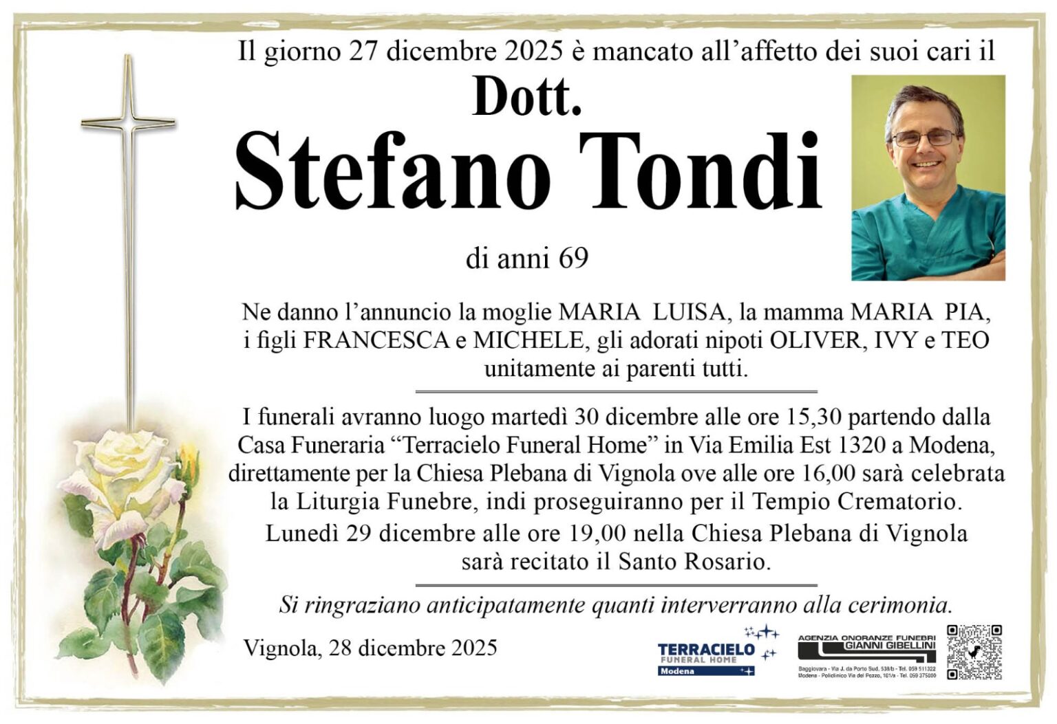 Lutto nel mondo della sanità: è morto il dottor Stefano Tondi